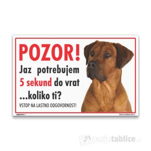 RODEZIJSKI GREBENAR - Pasje tablice